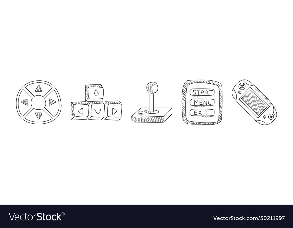 Computer game playing doodle object and element Vector Image