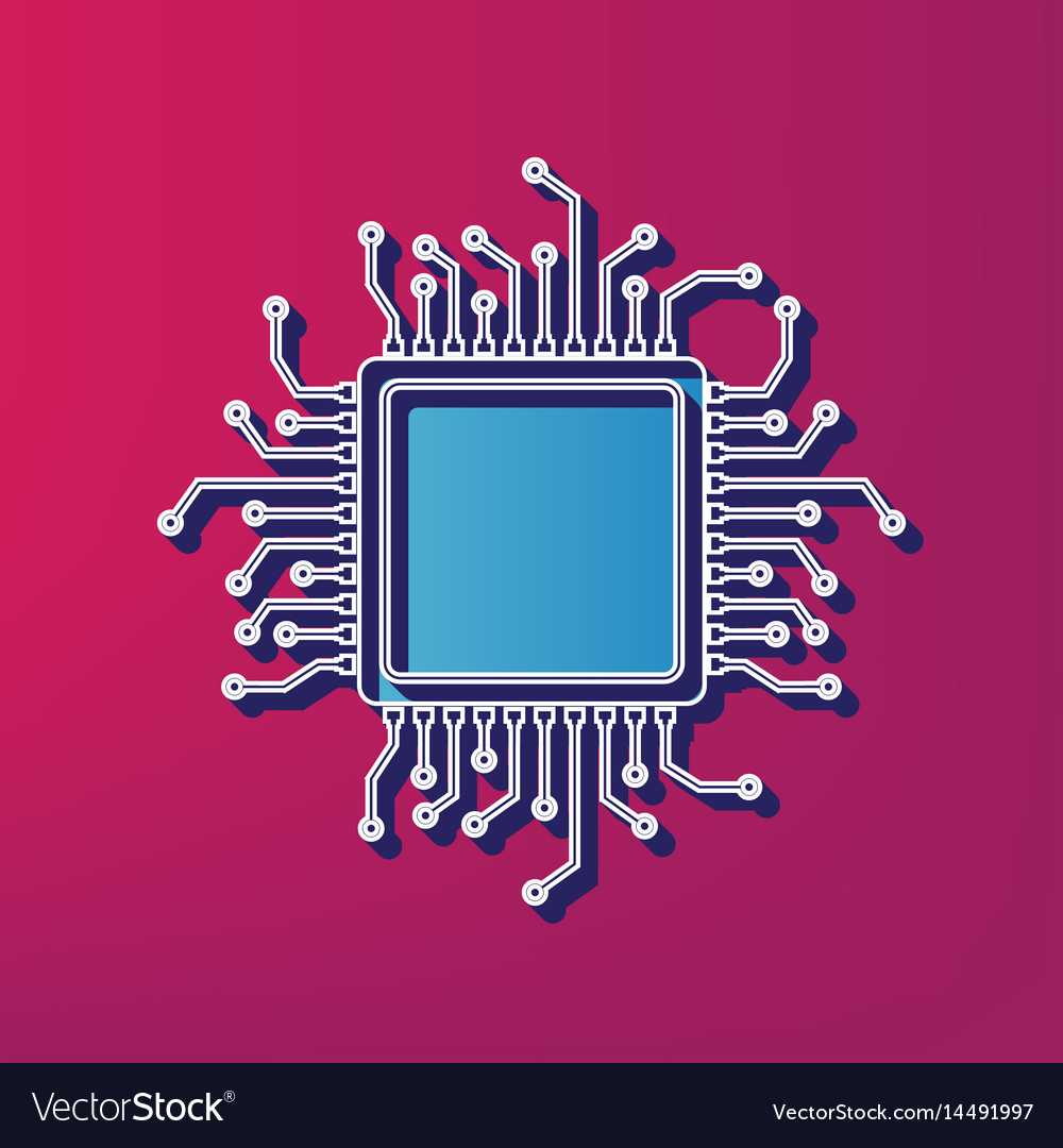 Cpu microprocessor blue 3d Royalty Free Vector Image
