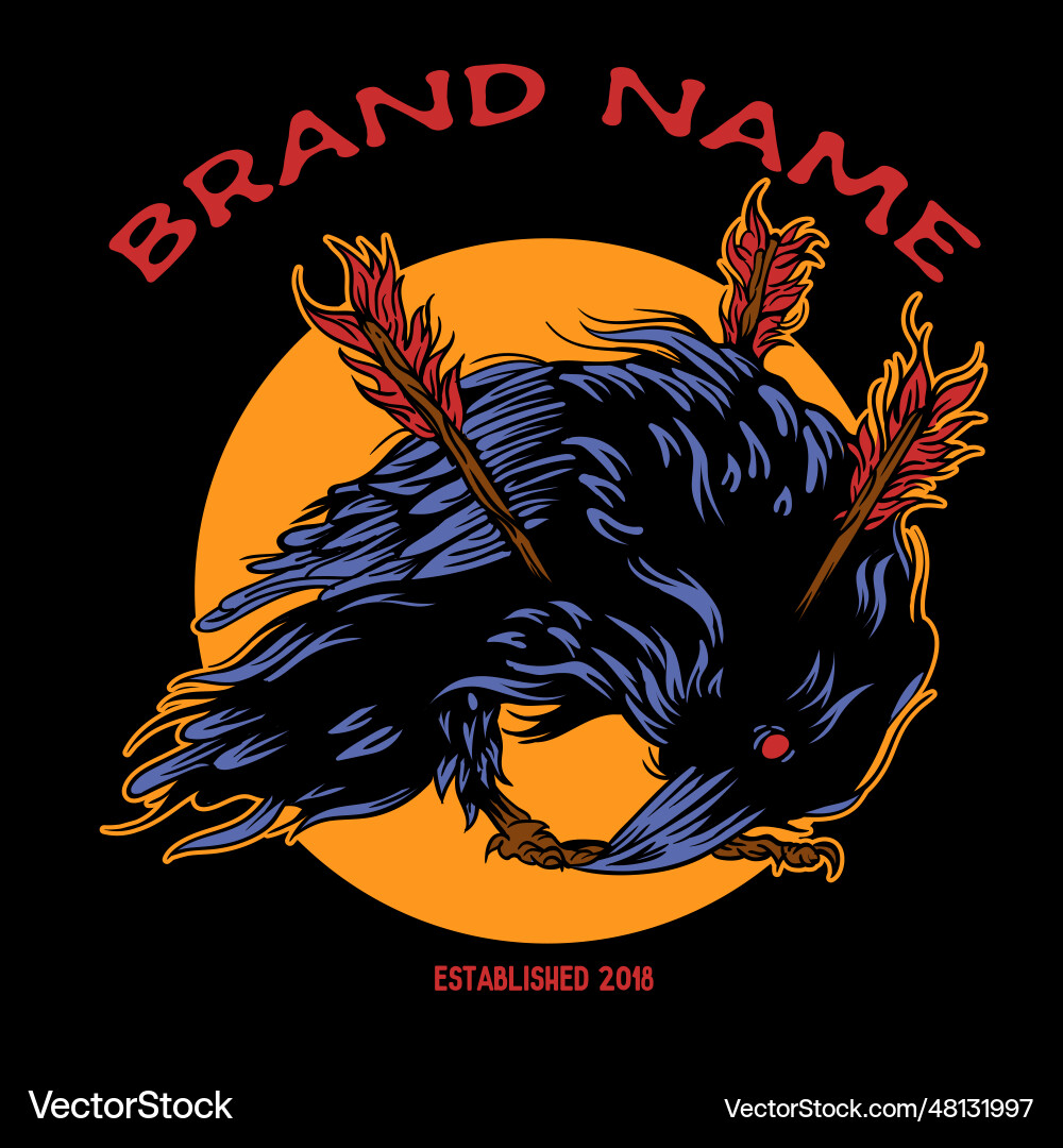 Crow was shot by an arrow Royalty Free Vector Image
