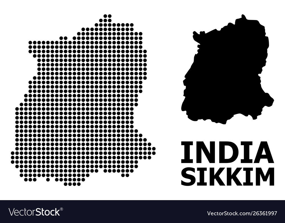 Dotted pattern map sikkim state Royalty Free Vector Image