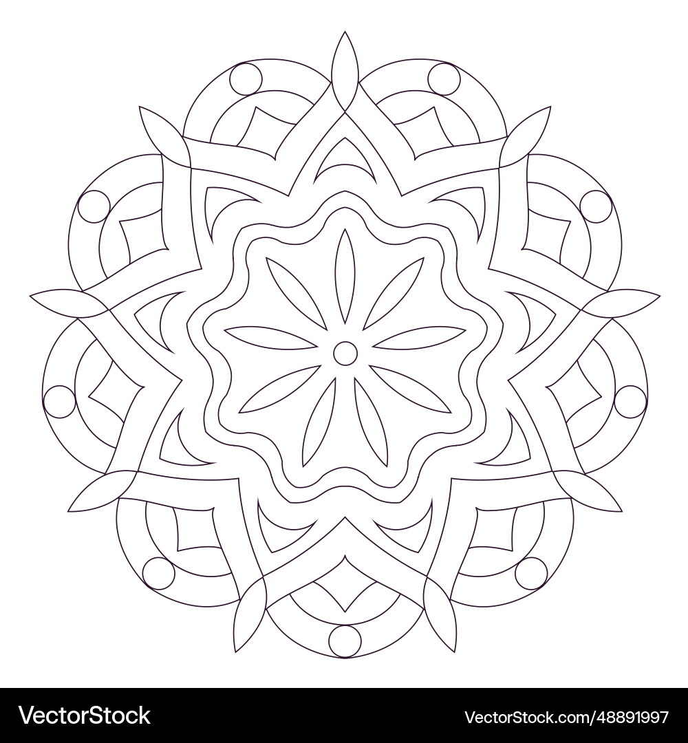 Indian holi mandala outline Royalty Free Vector Image