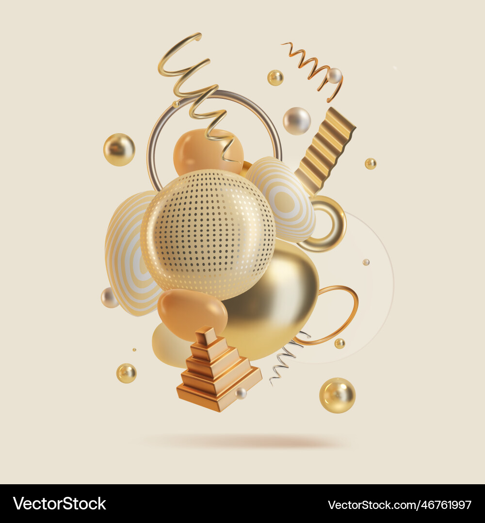 Realistic detailed 3d flowing abstract geometry Vector Image