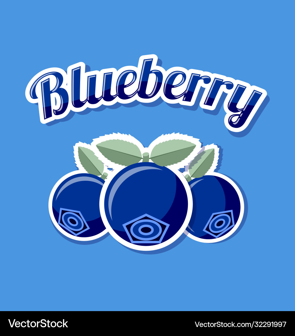 Retro blueberry with title on blue background Vector Image