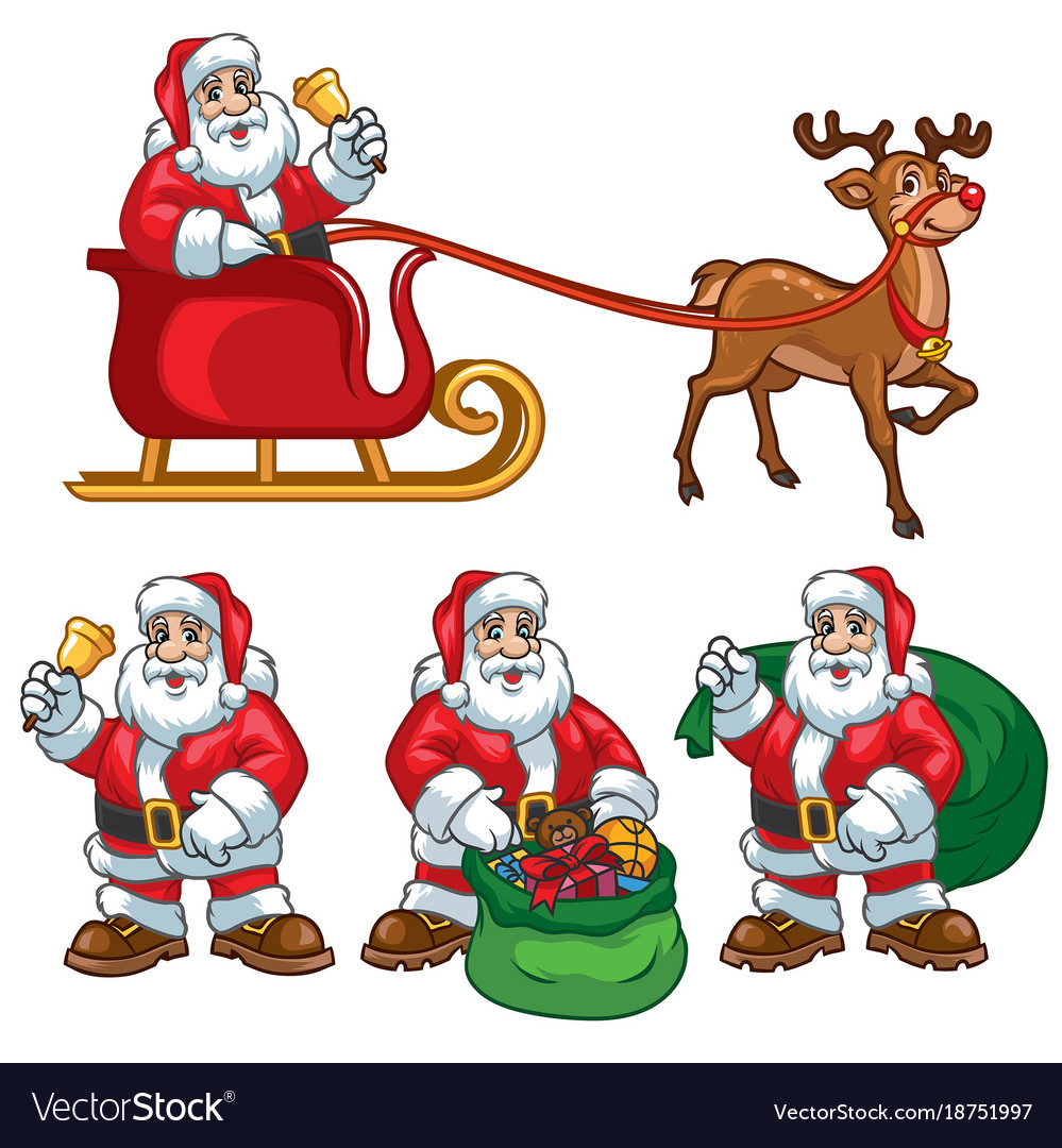 Santa claus cartoon set Royalty Free Vector Image