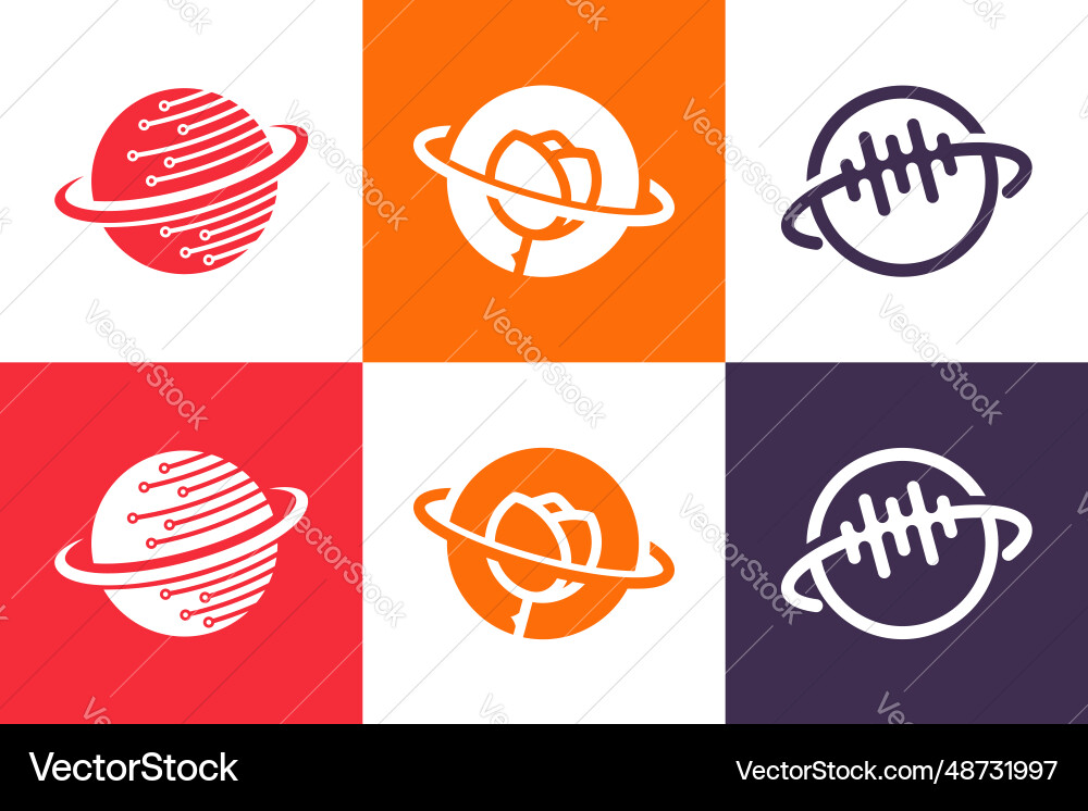 Set of globe logo design with creative element Vector Image