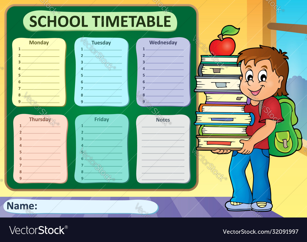 Weekly school timetable theme 3 Royalty Free Vector Image