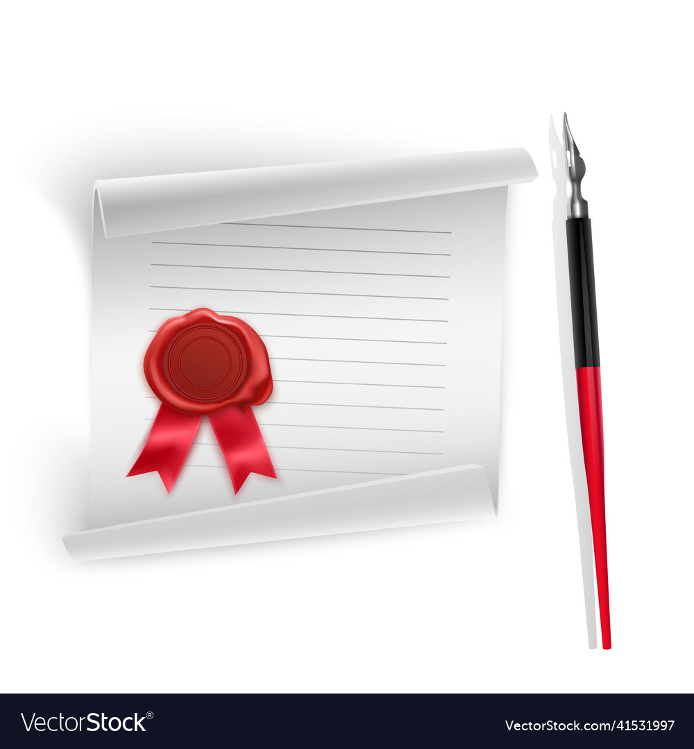 White paper script document with wax stamp format Vector Image