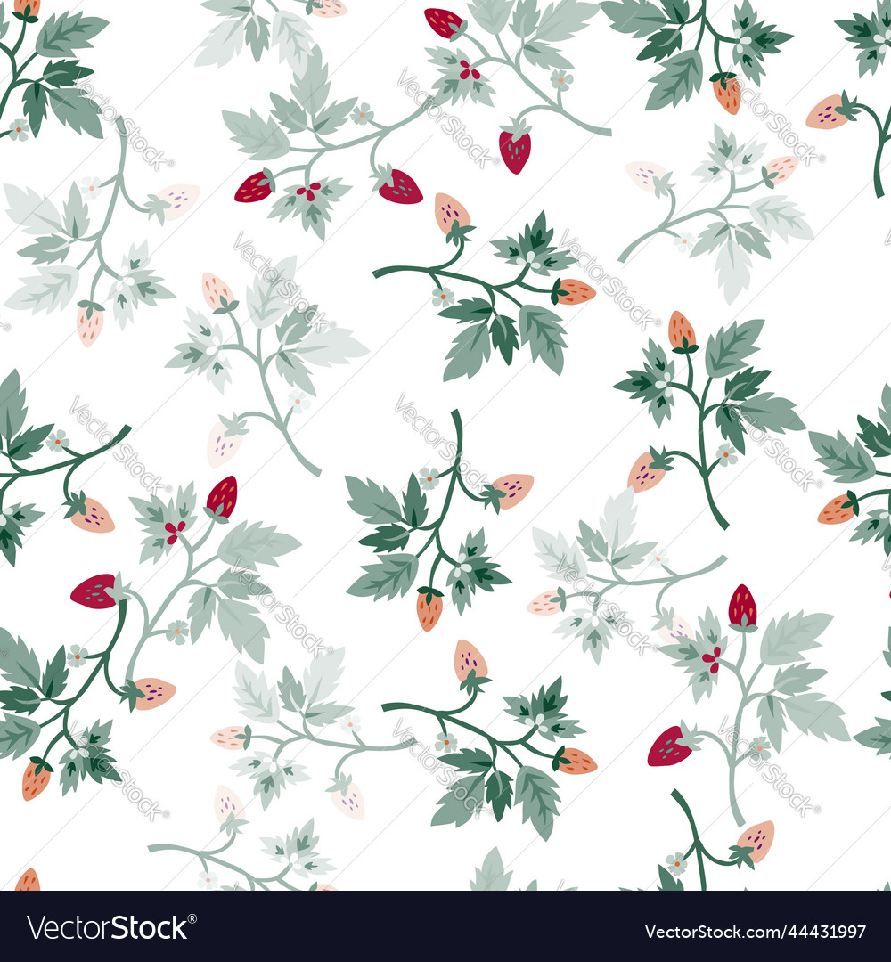 Wild strawberry seamless pattern berries Vector Image Wild strawberry seamless pattern berries Vector Image