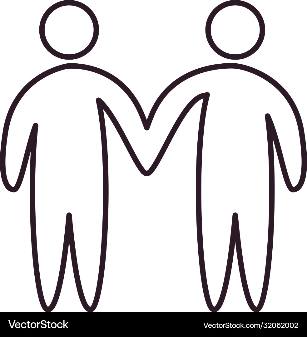 Avatars persons friends holding hands line style Vector Image