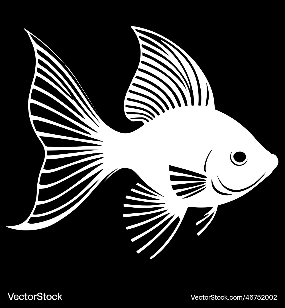 Black and white of a goldfish Royalty Free Vector Image