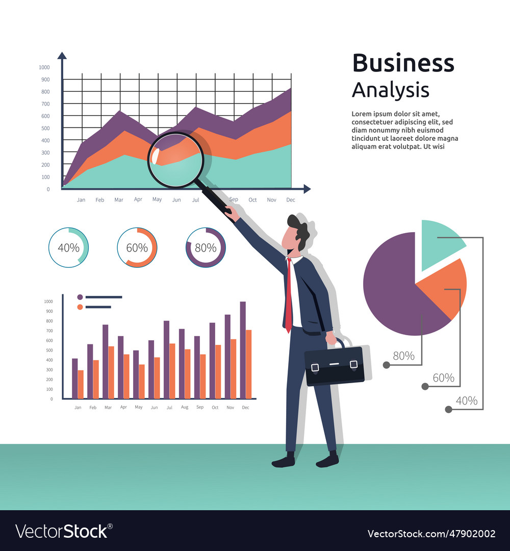 Business analysis concept businessman Royalty Free Vector
