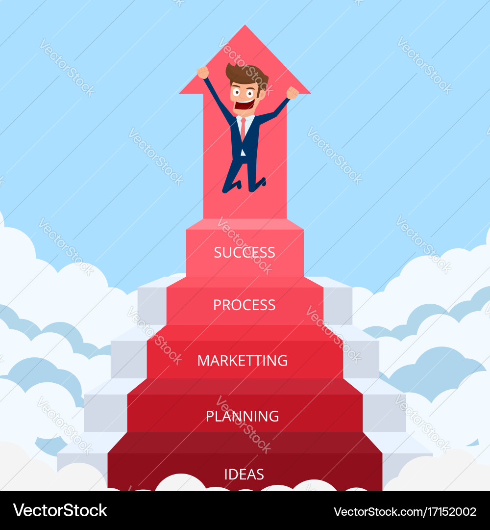 Businessman going up to success Royalty Free Vector Image