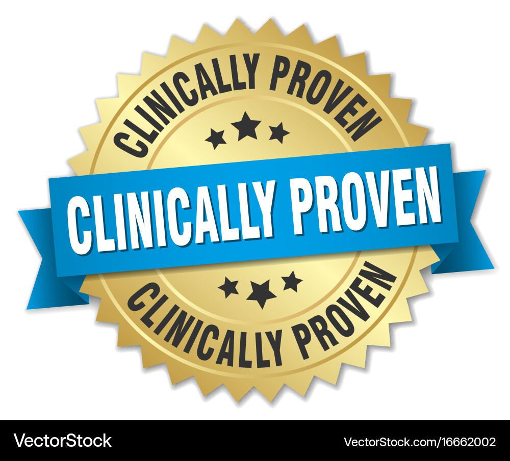 Clinically proven round isolated gold badge Vector Image