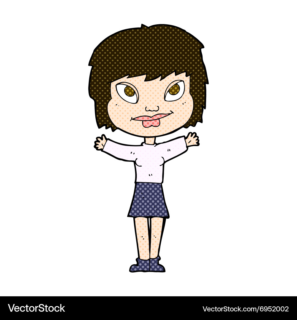 Comic cartoon woman waving arms Royalty Free Vector Image