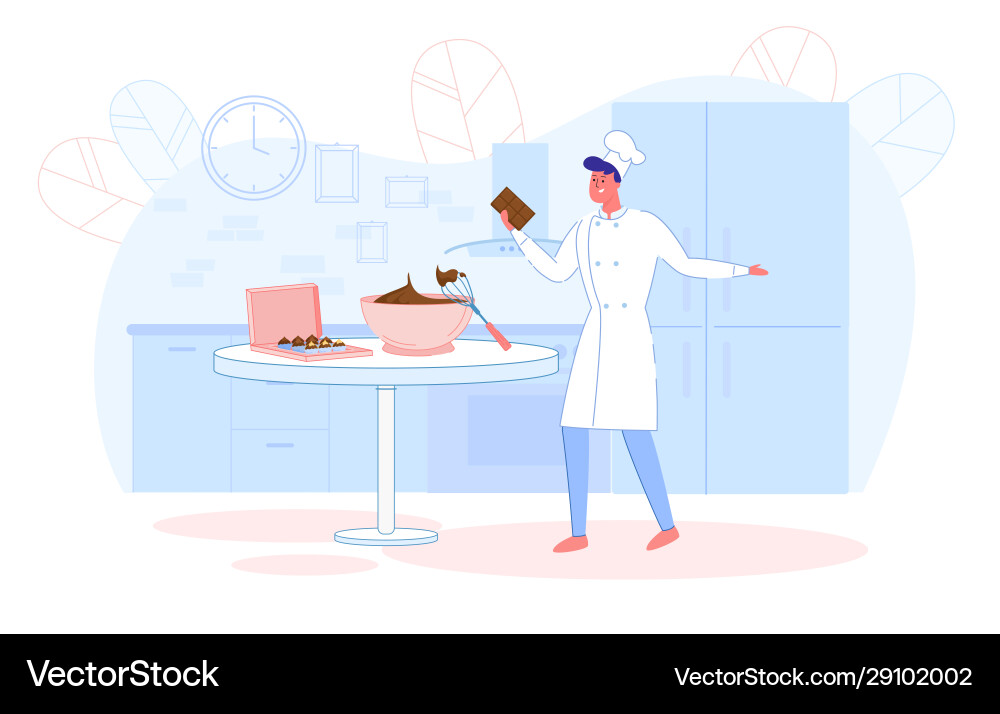 Confectioner making chocolate homemade sweets Vector Image