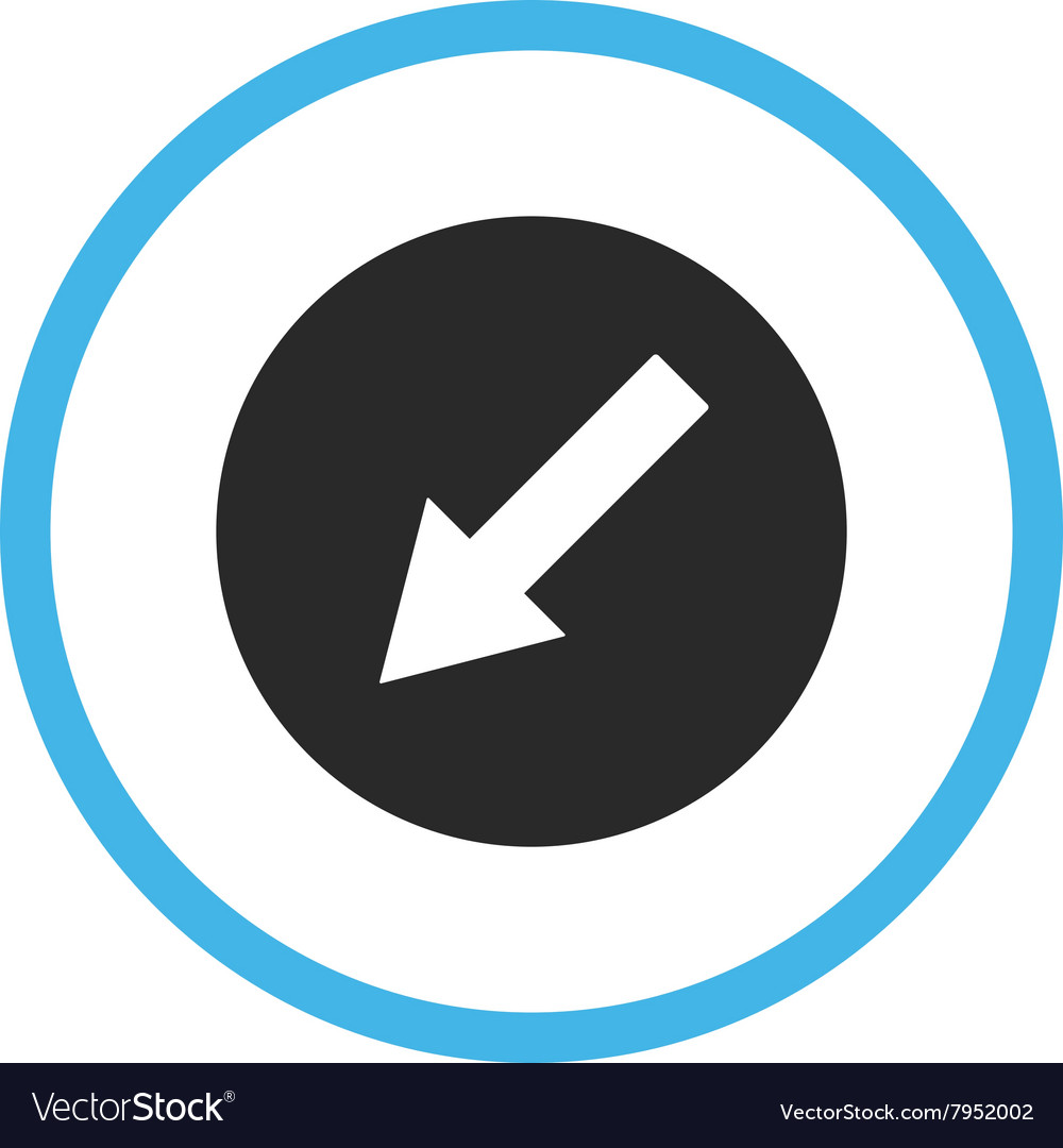 Down-left rounded arrow flat icon Royalty Free Vector Image