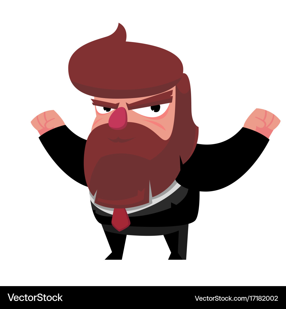 Happy bearded boss in suit Royalty Free Vector Image