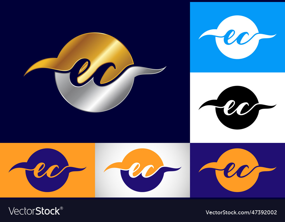 Initial letter e c logo design template graphic Vector Image