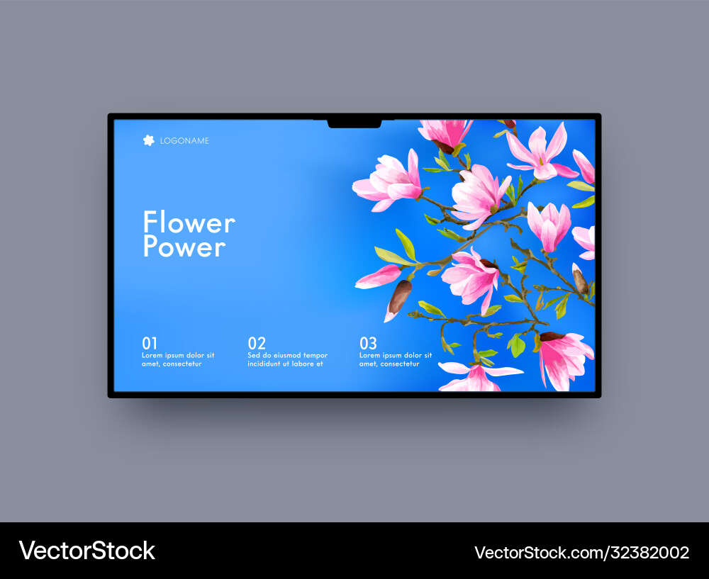 Landing page design with pink cherry flowers on Vector Image