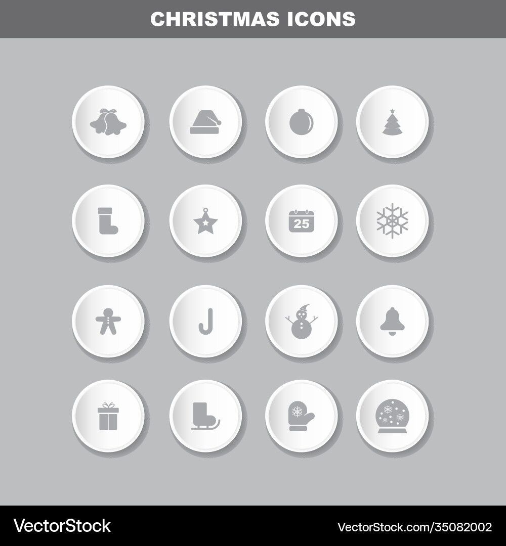 Merry christmas flat design icon set Royalty Free Vector