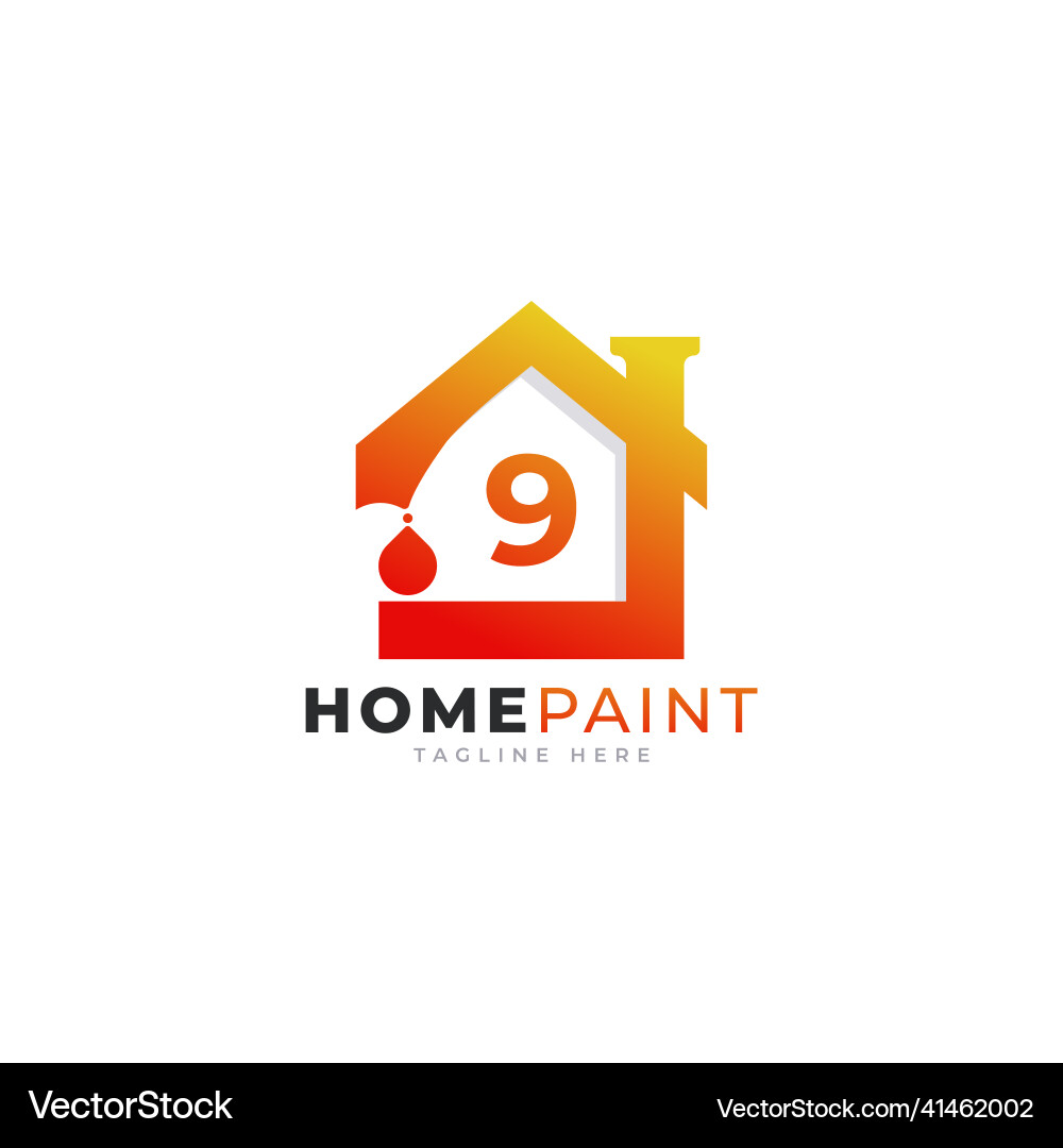 Number 9 home paint real estate logo design Vector Image
