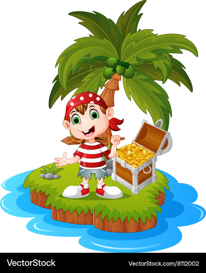 Pirate in the treasure island Royalty Free Vector Image