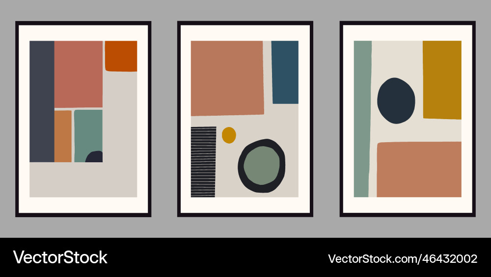 Set of artistic minimal universal card templates Vector Image