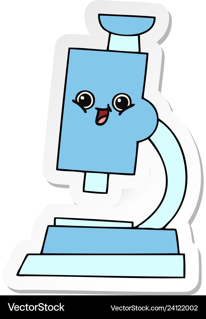 Sticker of a cute cartoon microscope Royalty Free Vector