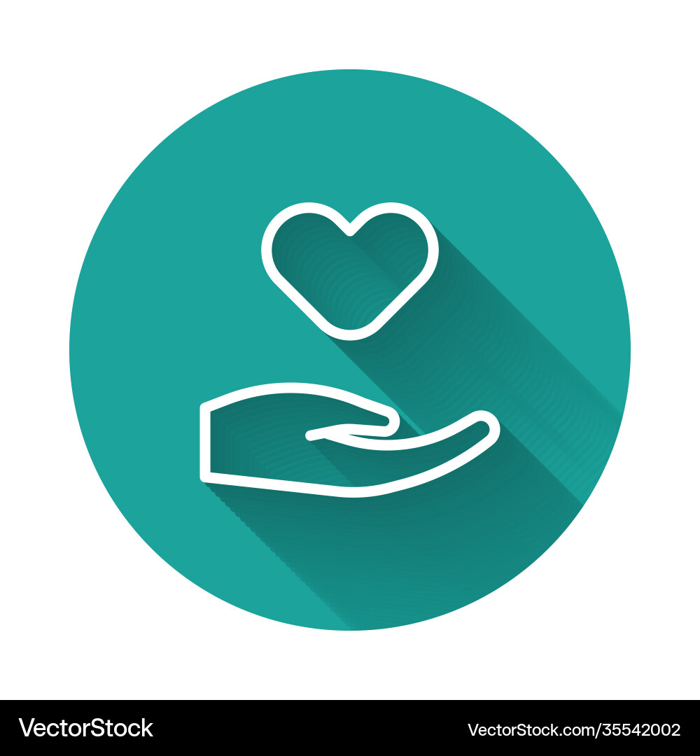White line heart in hand icon isolated with long Vector Image