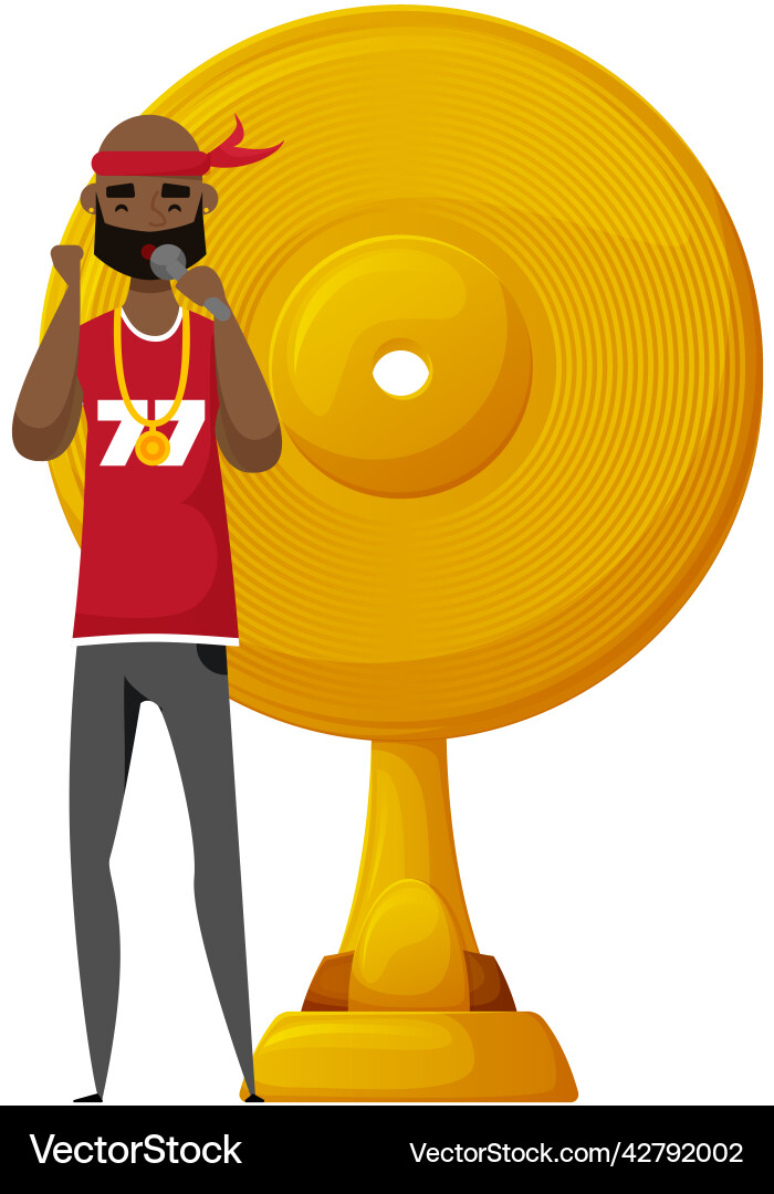 Young african male singer holding microphone Vector Image