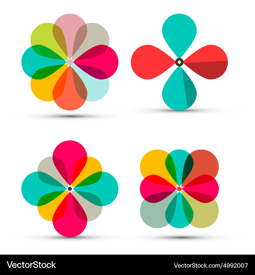 Abstract retro flowers symbols set isolated Vector Image