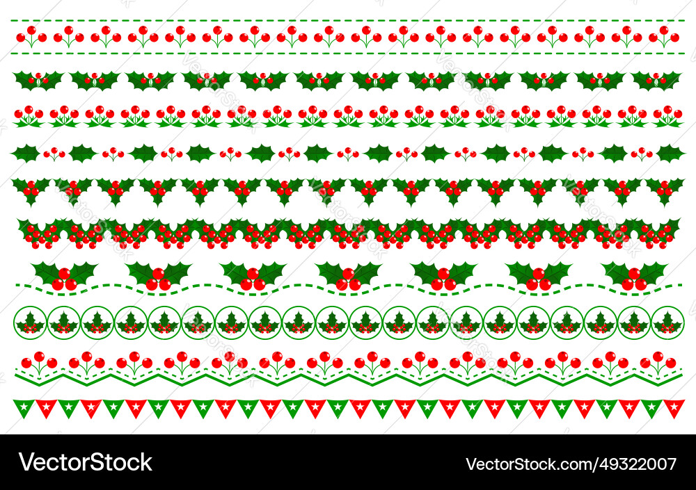 Christmas dividers with holly set Royalty Free Vector Image