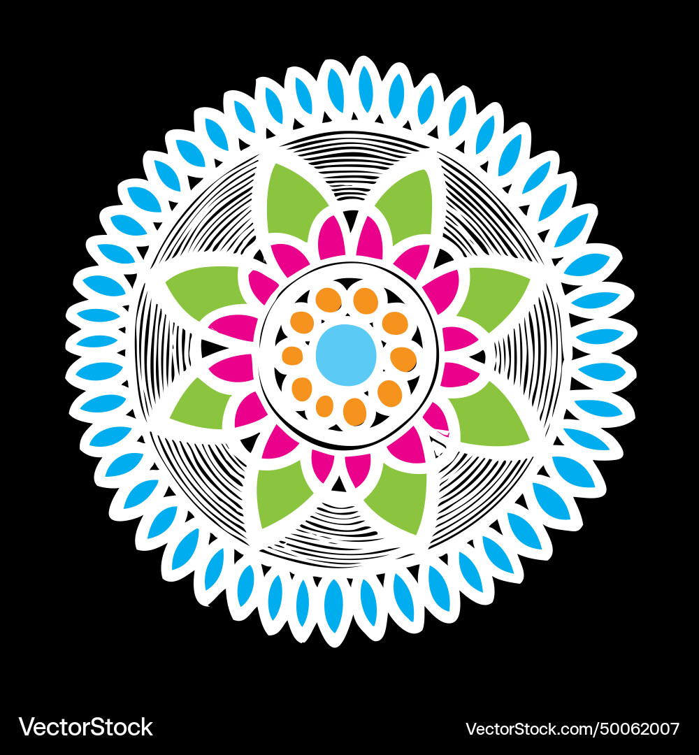 Color abstract alpona flower design Royalty Free Vector