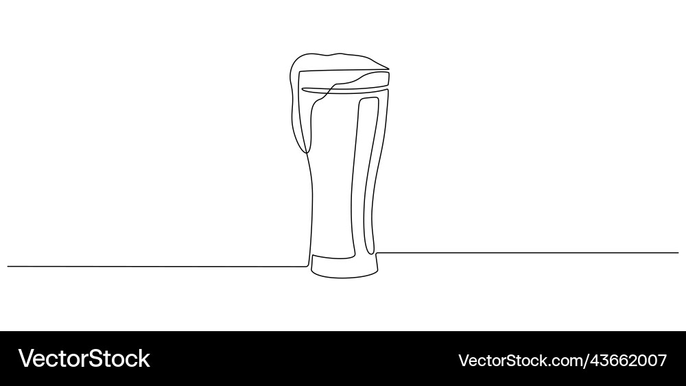 Continuous one line drawing of beer glass Vector Image
