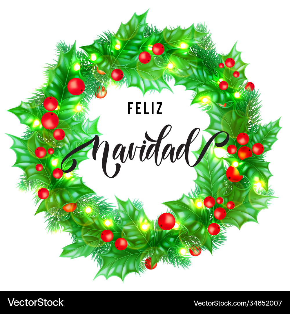 Feliz navidad spanish merry christmas holiday Vector Image