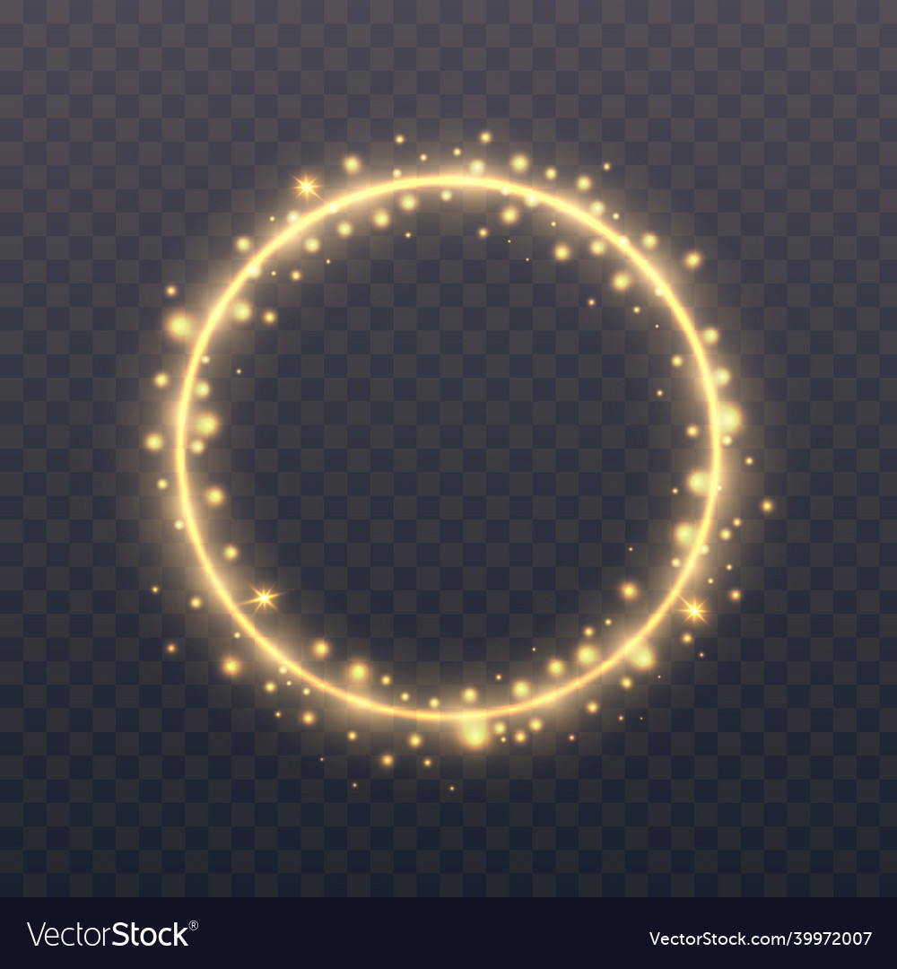 Glowing circle on transparent background gold Vector Image