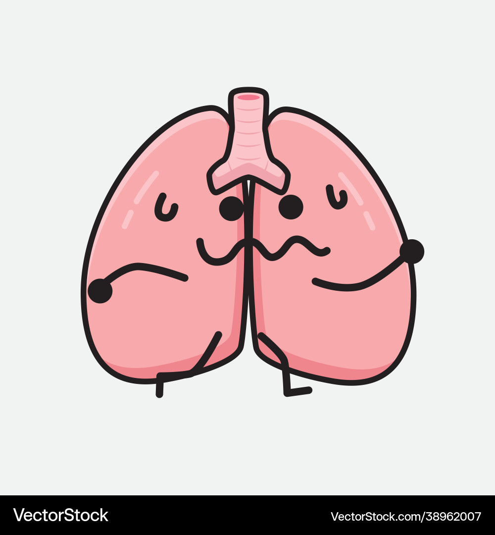 Lungs character with cute face and simple body Vector Image