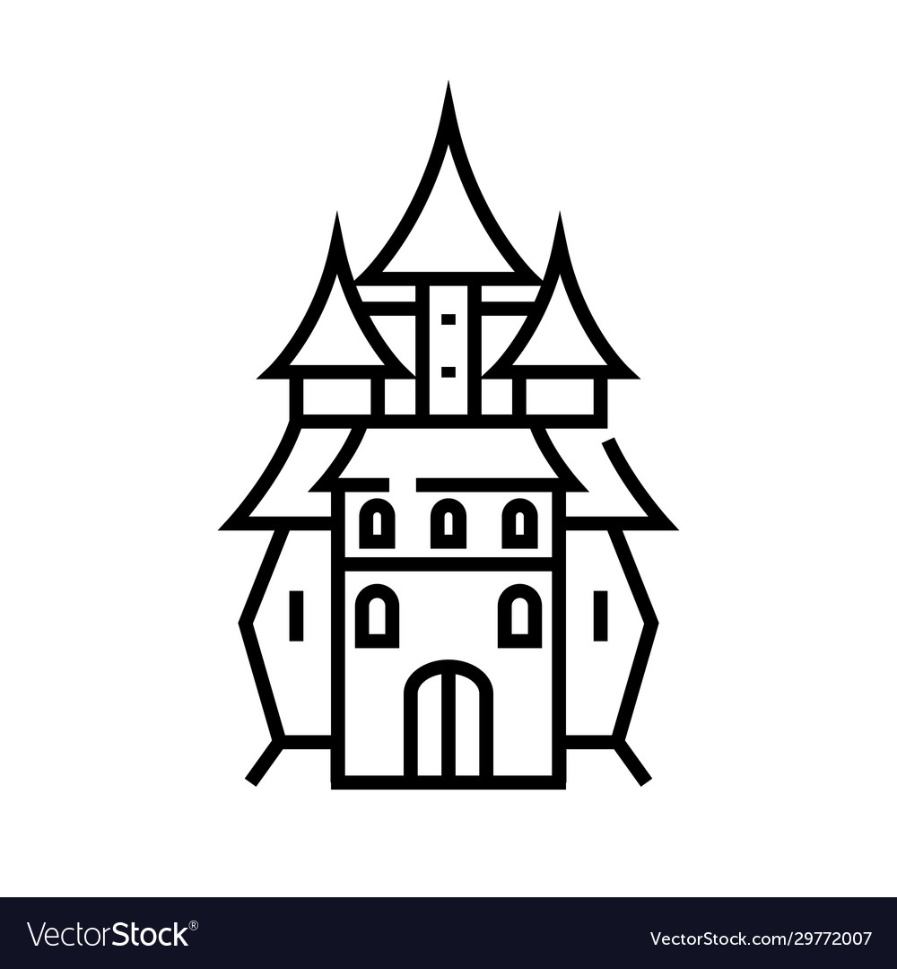Magic castle line icon concept sign outline Vector Image