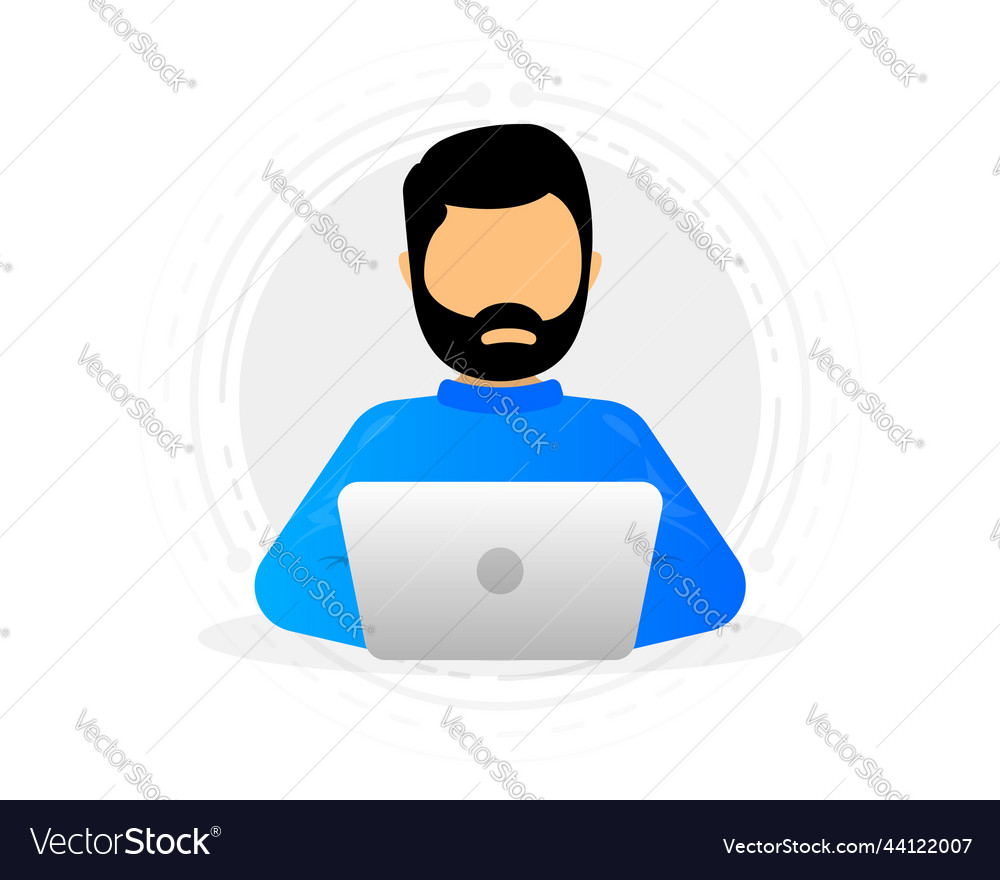 Man is using a computer the concept of using Vector Image
