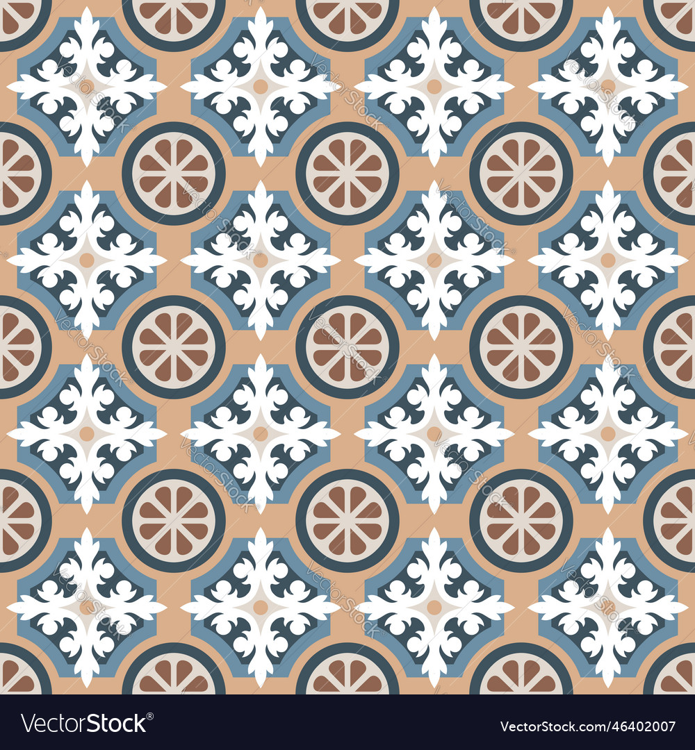 Mediterranean floor tiles with floral pattern Vector Image