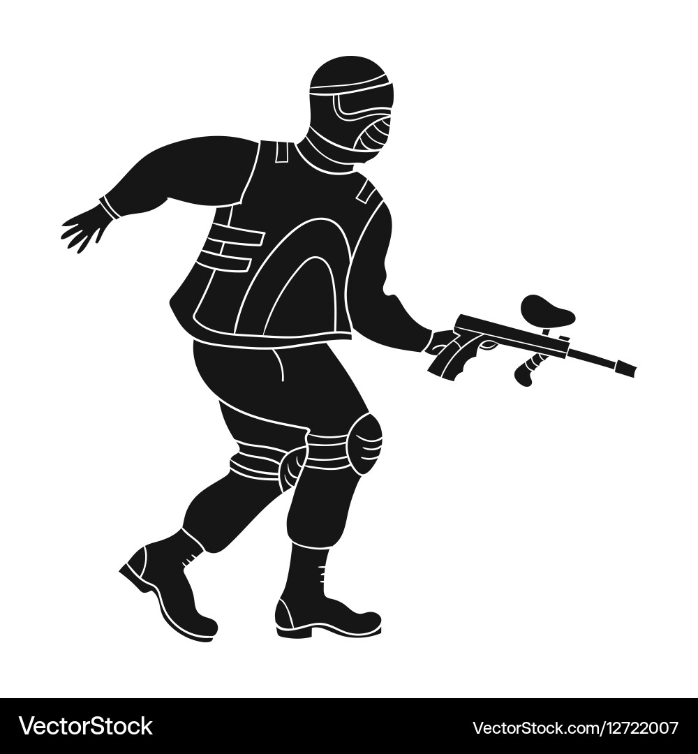 Paintball player icon in black style isolated Vector Image