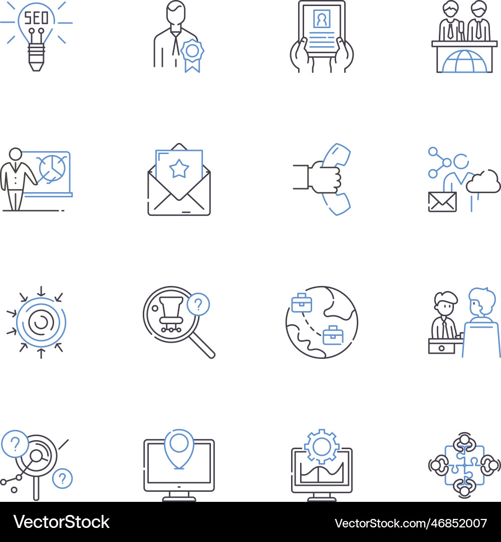 Recruitment planning line icons collection Vector Image