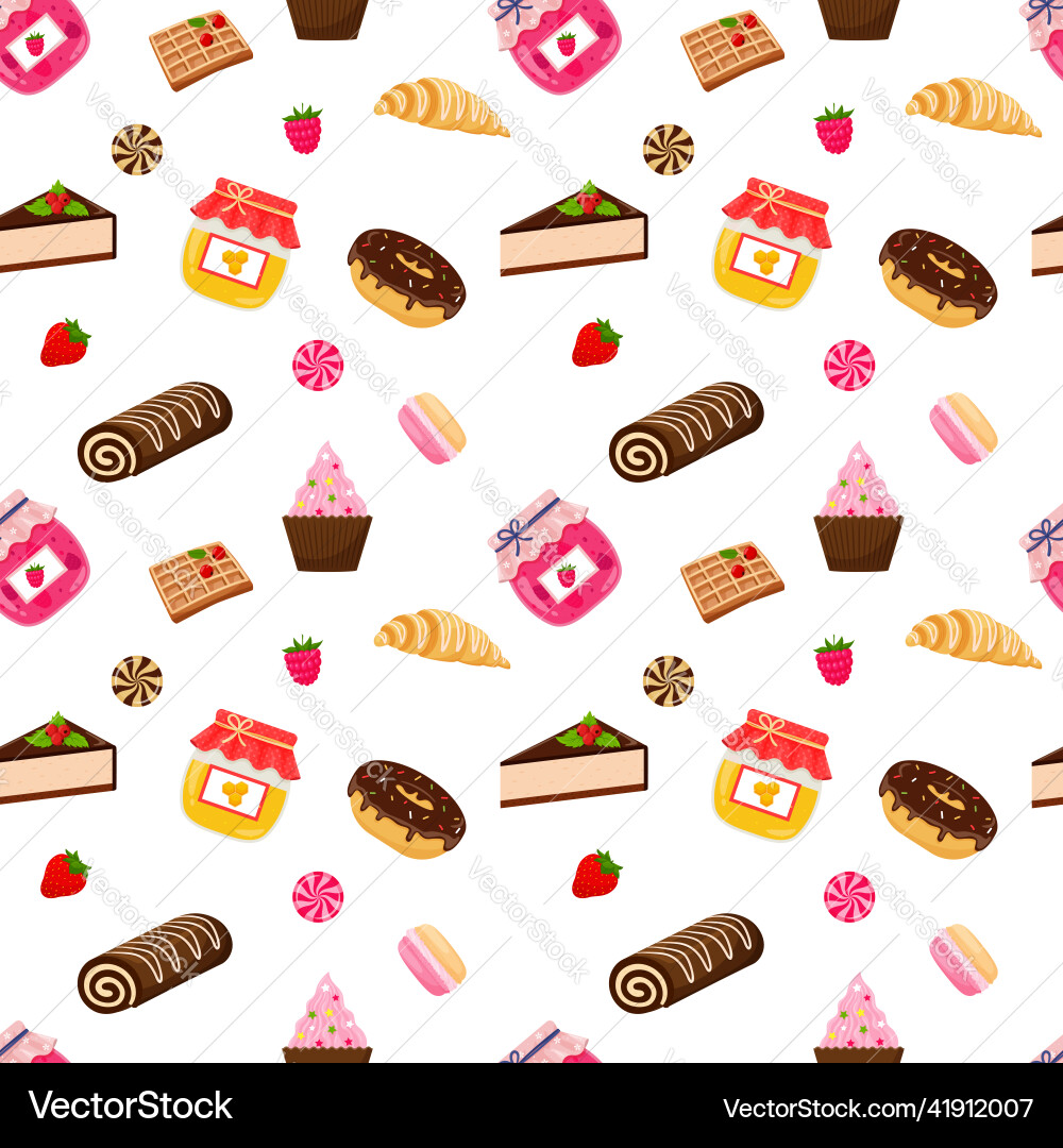 Seamless pattern with sweet food confectionery Vector Image