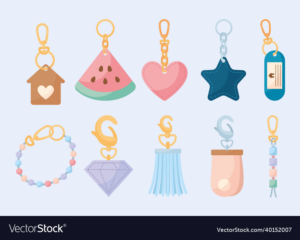 Ten keychain items Royalty Free Vector Image - VectorStock