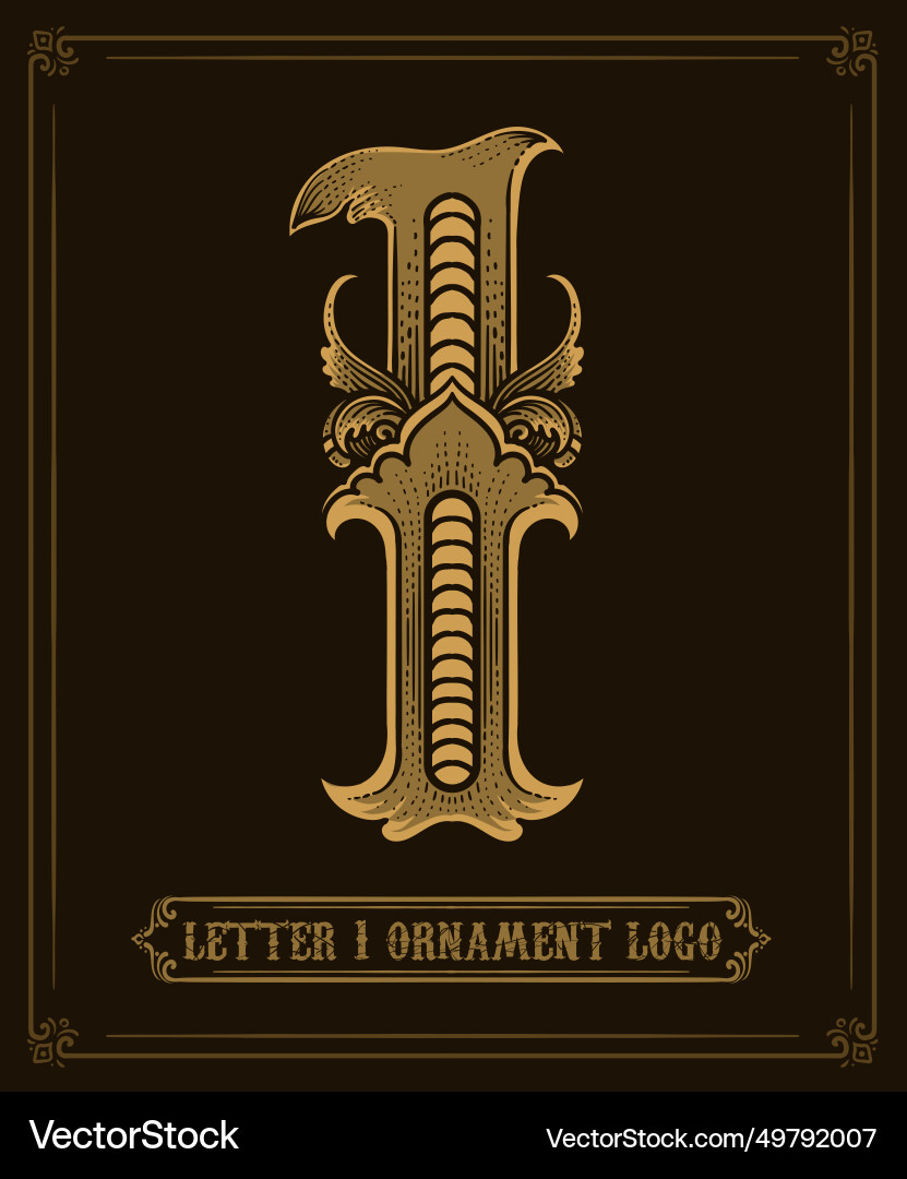 Vintage ornament logo number 1 Royalty Free Vector Image