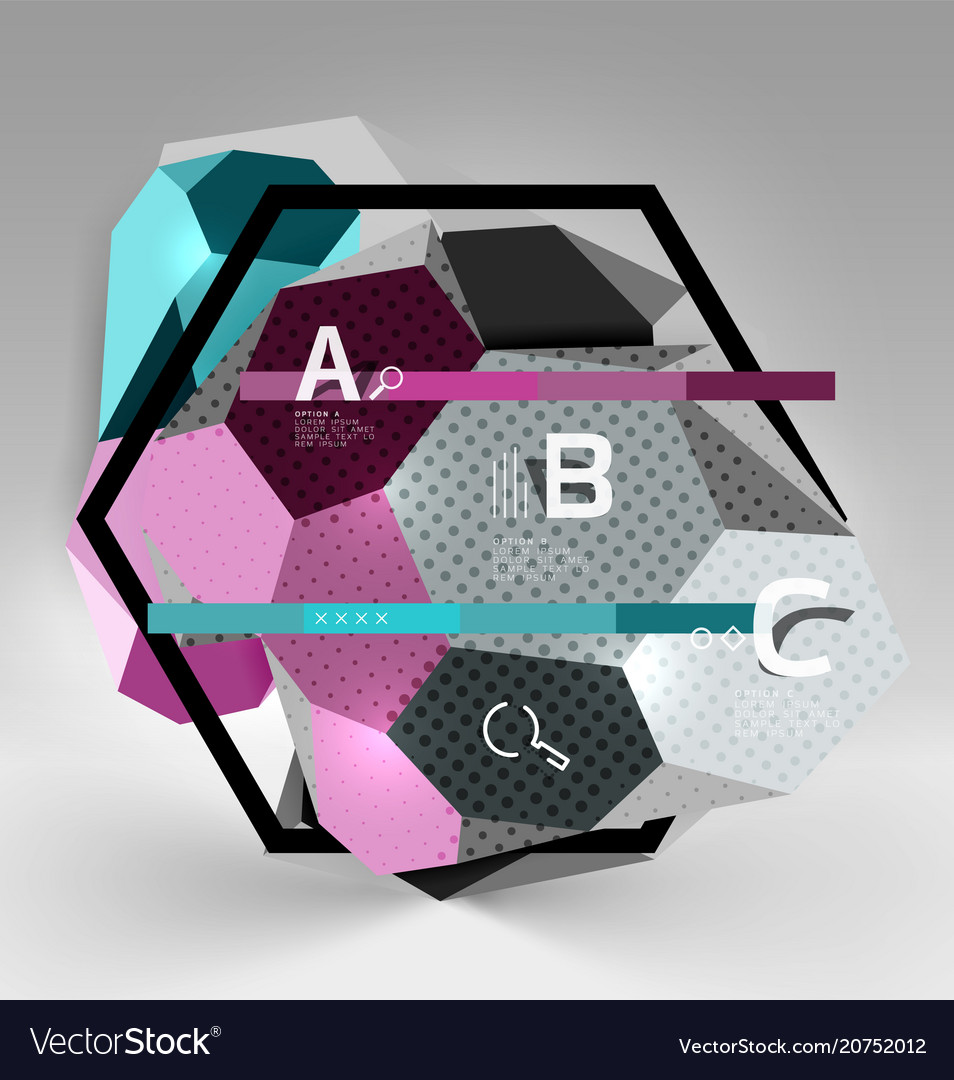 3d hexagon geometric composition Royalty Free Vector Image