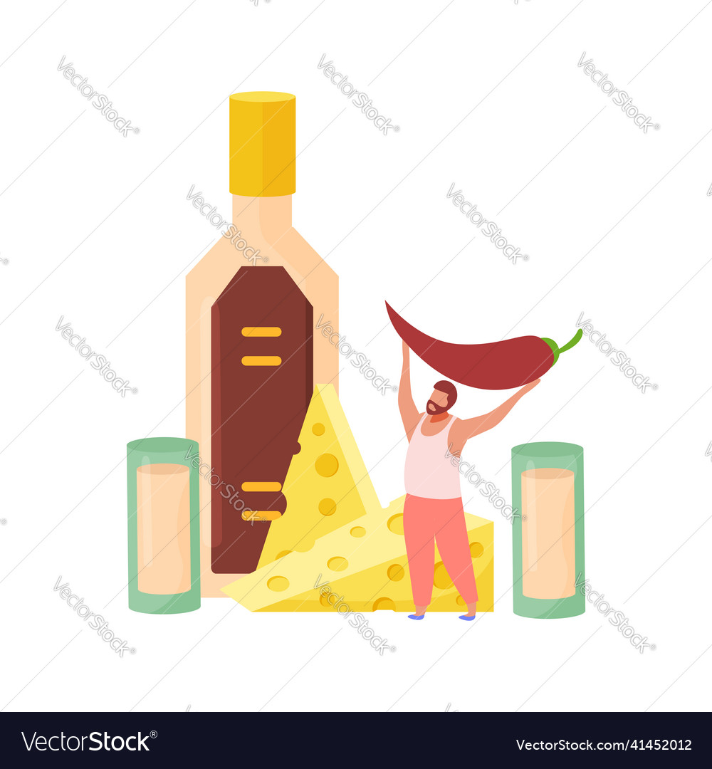 Alcoholic shots flat composition Royalty Free Vector Image