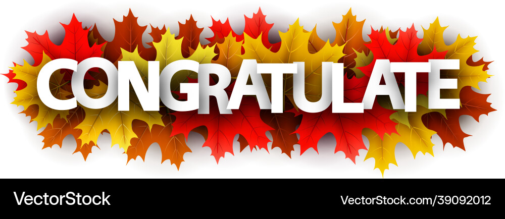 Autumn congratulate sign with color maple leaves Vector Image