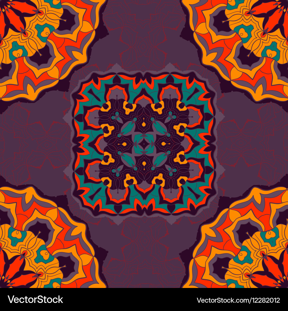 Bright color mandala ornament seamless background Vector Image