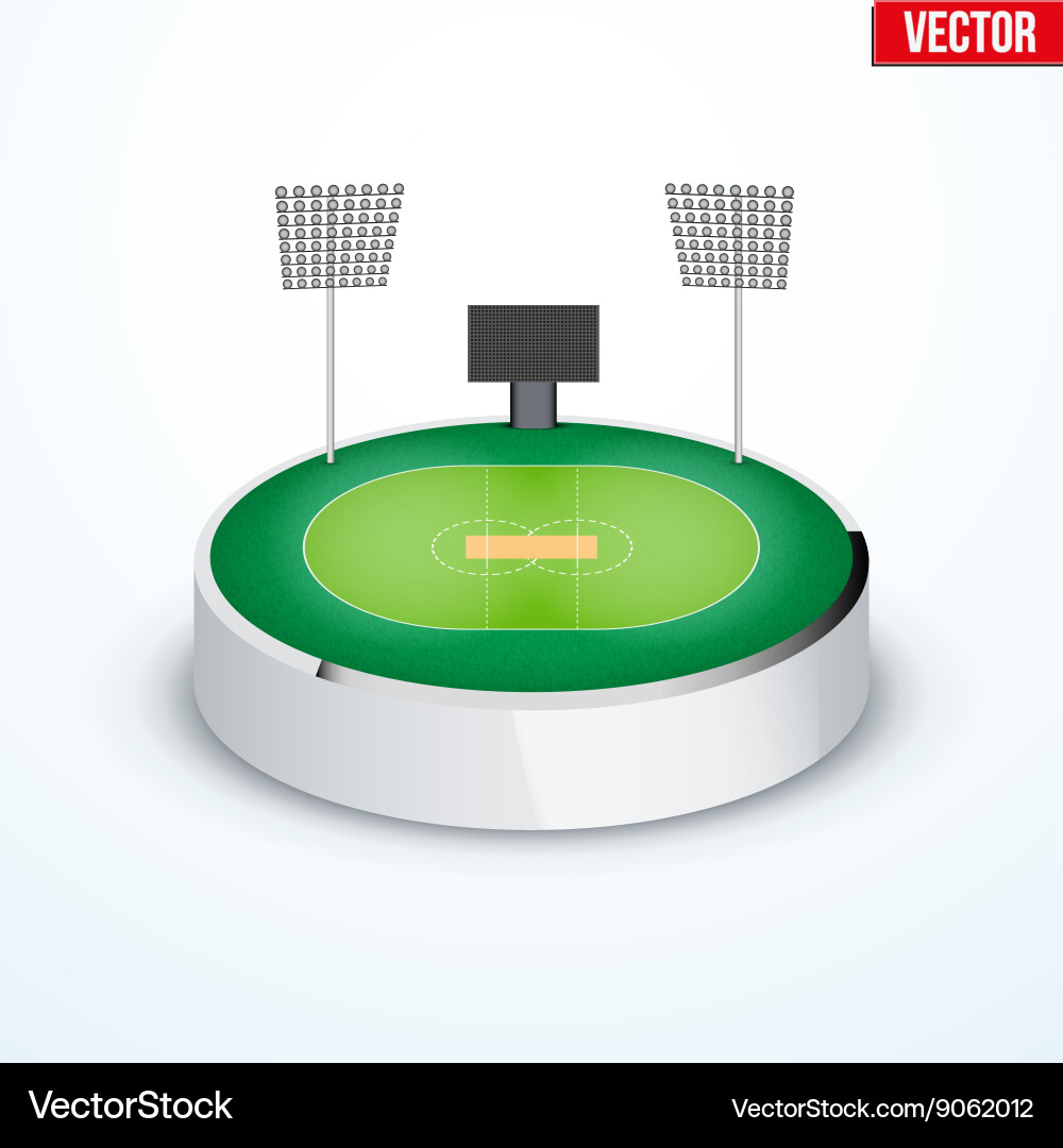 Concept of miniature round tabletop cricket Vector Image